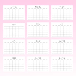 Blank Digital Calendar | Digital Planner | Simple Calendar | Printable ...