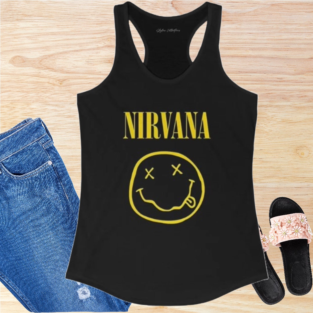 Nirvana Smile Racerback Top Vintage Grunge Band Apparel Retro ...