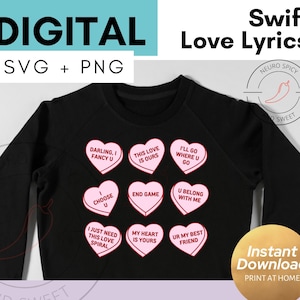 Swift Love Lyrics SVG Digital, Taylor Merch, Conversation Heart ...