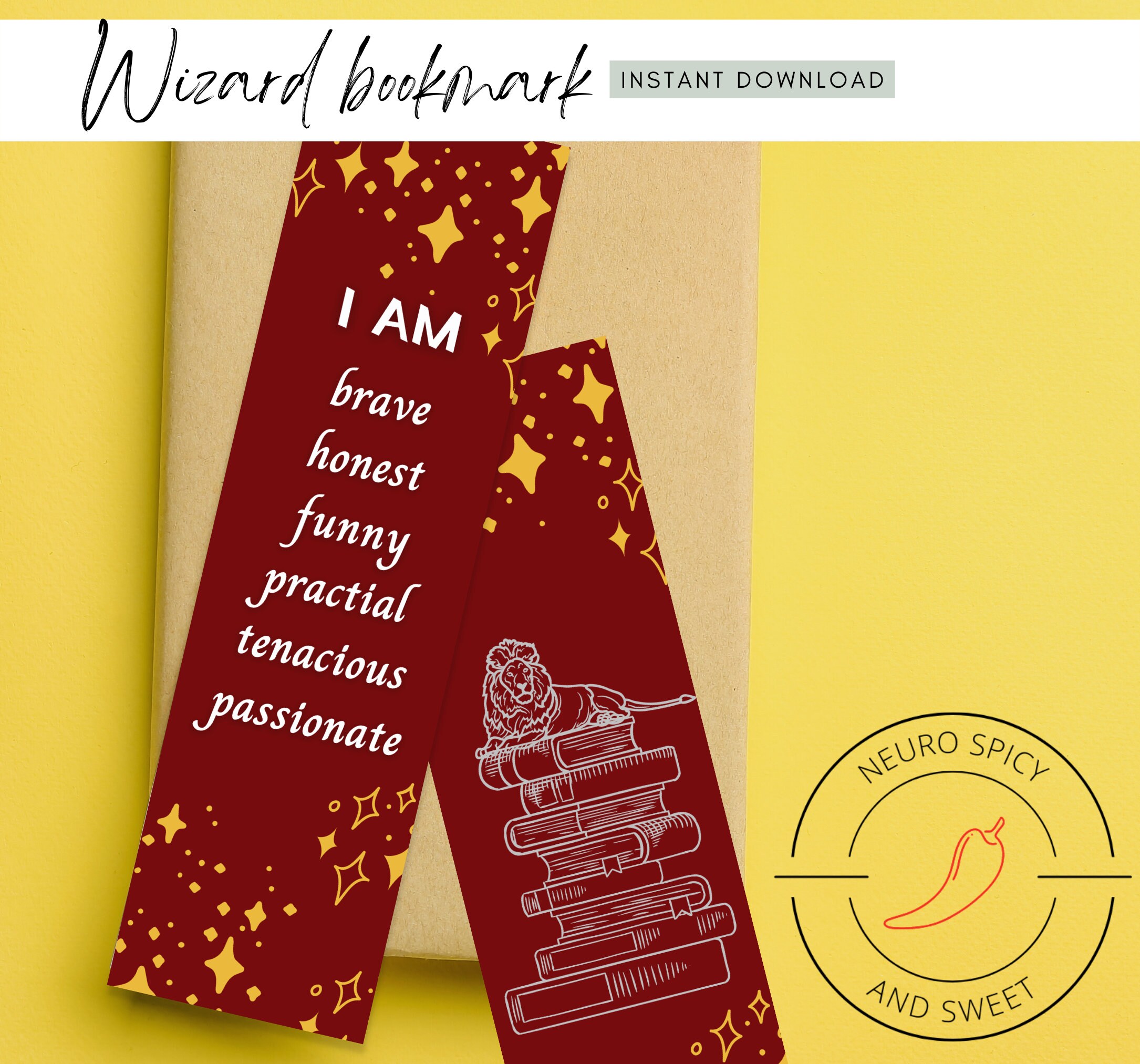 HP House Bookmarks, Digital Bookmarks, HP House Affirmations, Wizard ...