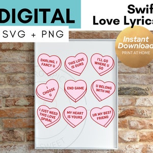 Swift Love Lyrics SVG Digital, Taylor Merch, Conversation Heart ...