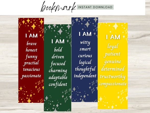 HP House Bookmarks Digital Bookmarks HP House Affirmations - Etsy