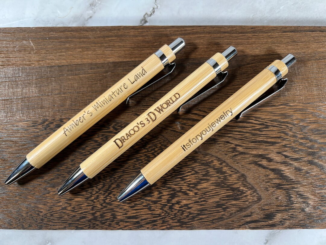 Personalized Laser Engraved Retractable Bamboo Pen - Etsy