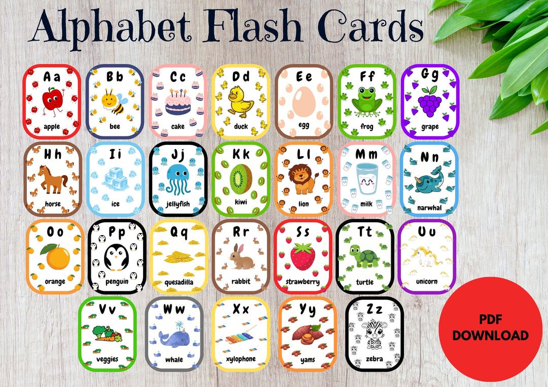ABC Flash Cards, Educational Cards, A-Z Cards, Learn Abcs, Alphabet ...