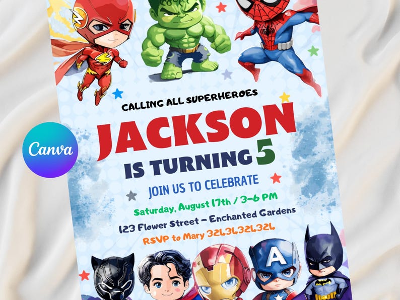 Editable Superhero Birthday Invitation, Spider Hero Party Invite ...