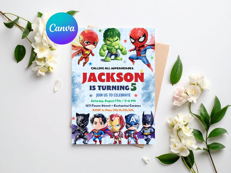 Editable Superhero Birthday Invitation, Spider Hero Party Invite ...