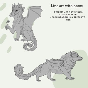 Fluffy Baby Dragon Line Art Base Color Page Printable Dragons - Etsy