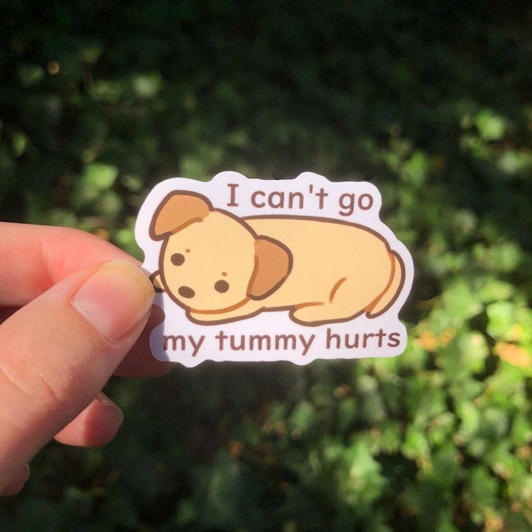 I Can't Go My Tummy Hurts Dog Vinyl Waterproof Sticker | Brave Stomach ...