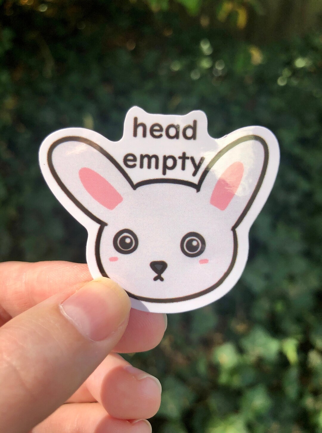 Head Empty Cute Bunny Waterproof Vinyl Sticker | No Brain Cells Rabbit ...