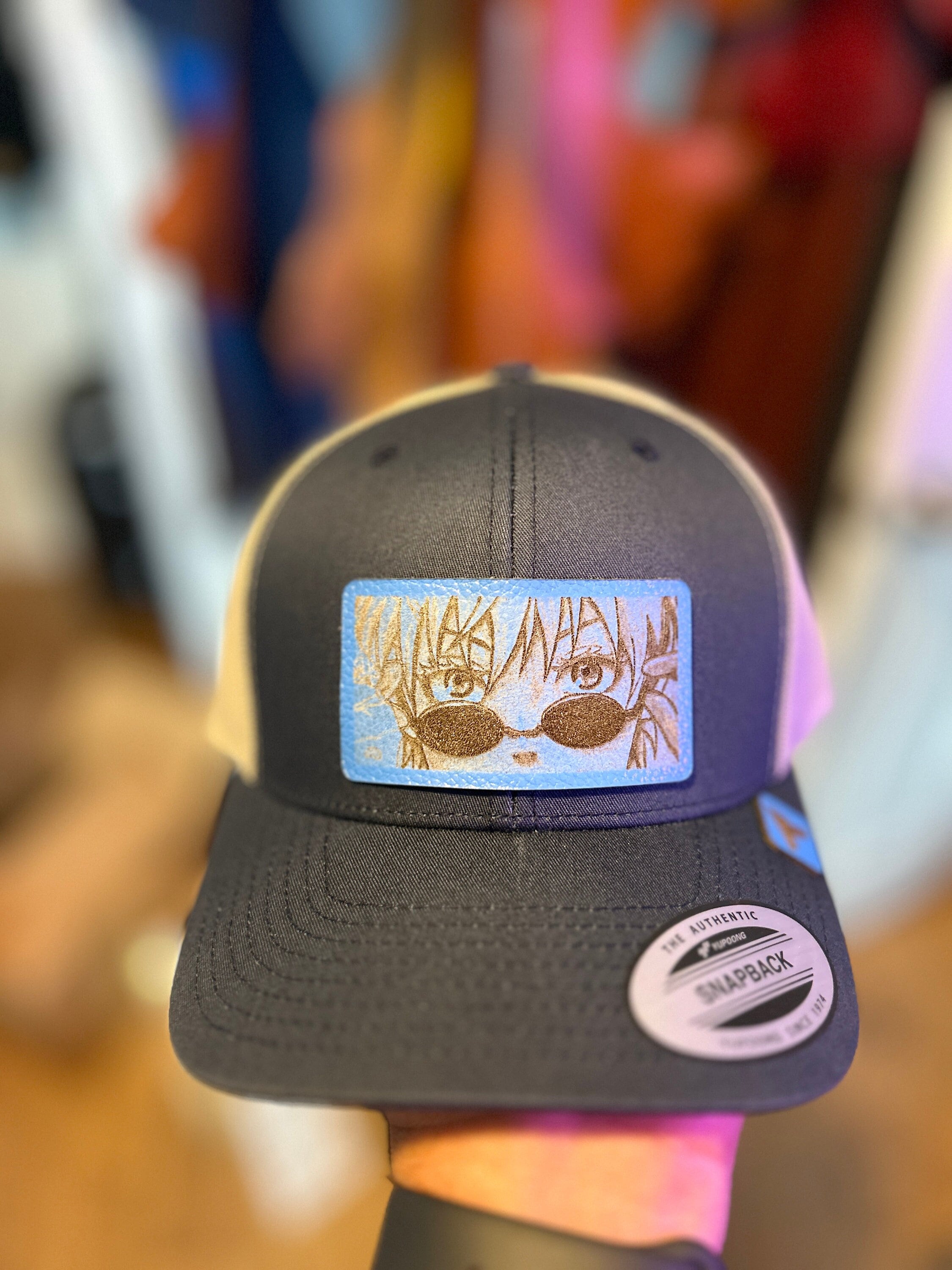 Satoru Gojo Blue Leather, Trucker Hat | One Size Adjustable - Etsy