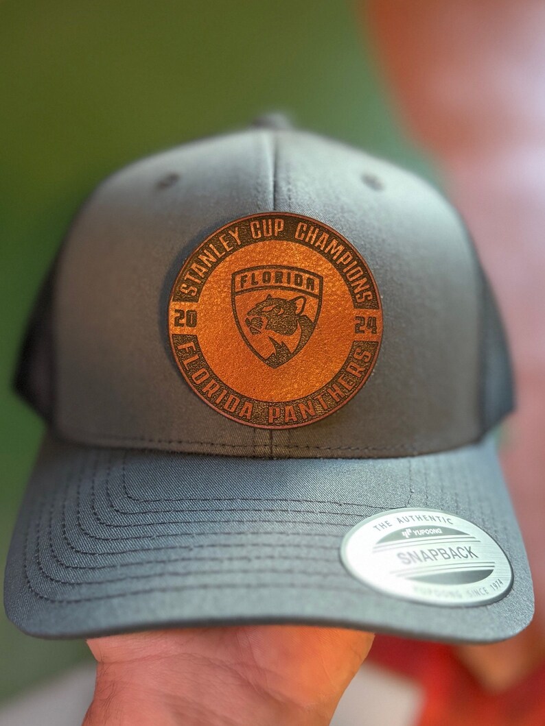 Florida Panthers Logo Brown Leather Patch Hats 2024 Stanley Cup ...