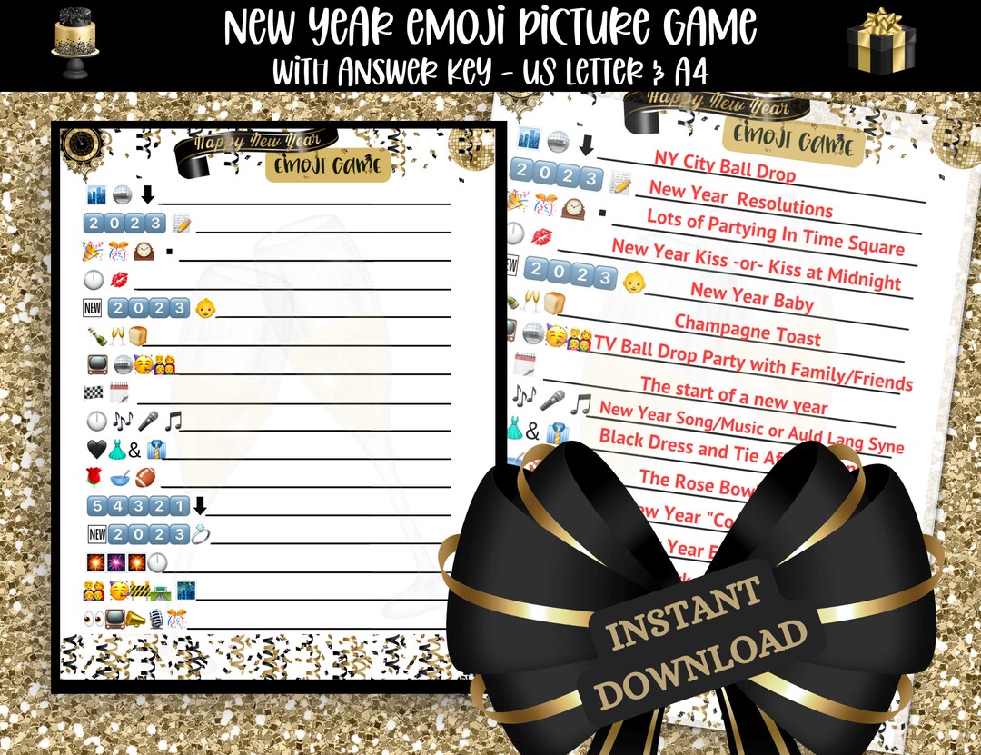 New Years Eve Emoji Picture Game With Answer Key Printable Games New ...