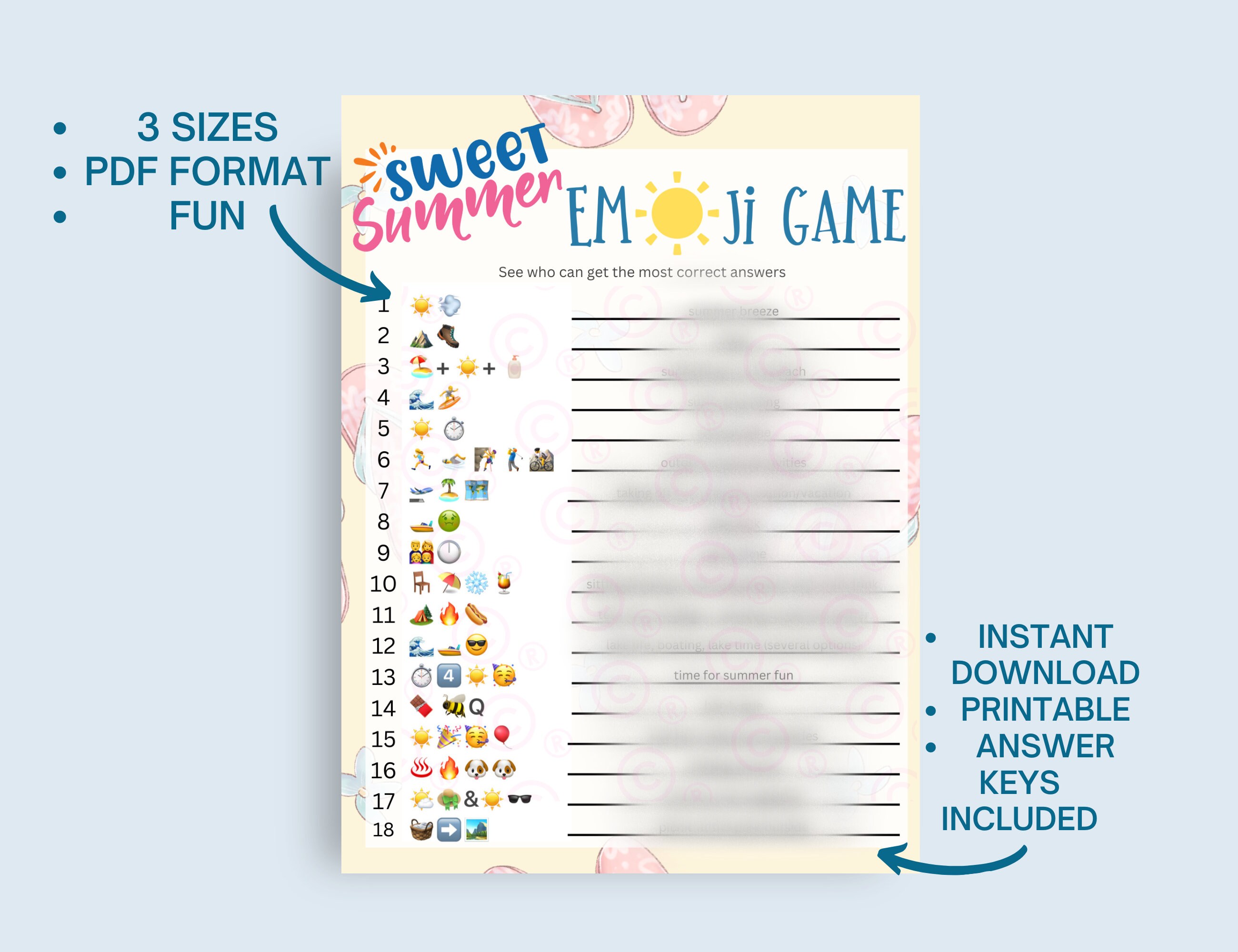 Summer Emoji Game Summertime Emoji Game Instant Download - Etsy