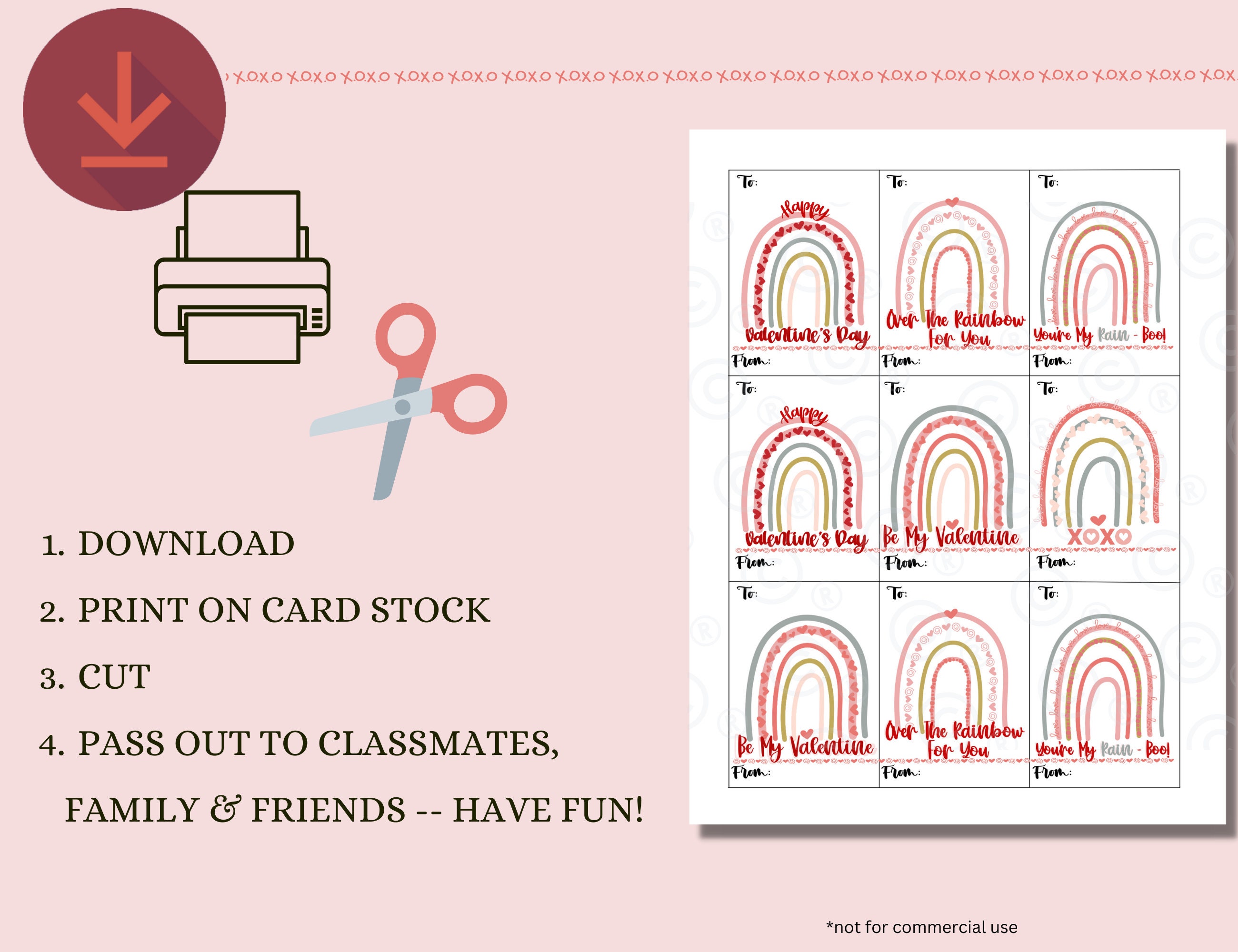 Printable Boho Rainbow Classroom Valentine Cards | Boho Rainbow ...