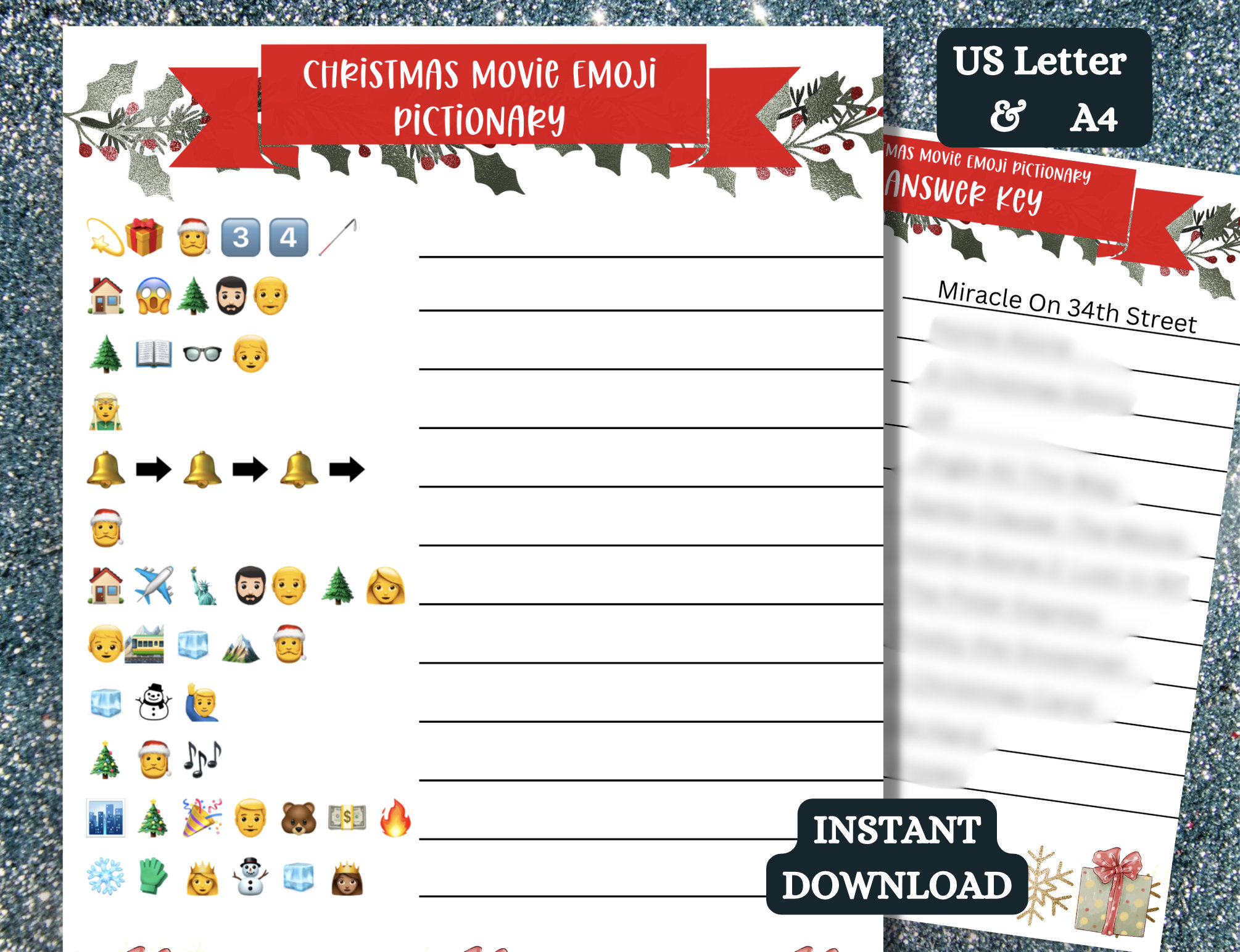 Christmas Movie Emoji Picture Games With Answer Key Christmas Games ...