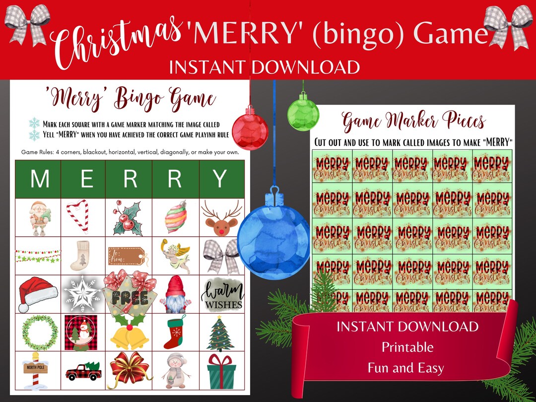 Christmas MERRY Bingo Game | Christmas Bingo Game | Instant Download - Etsy