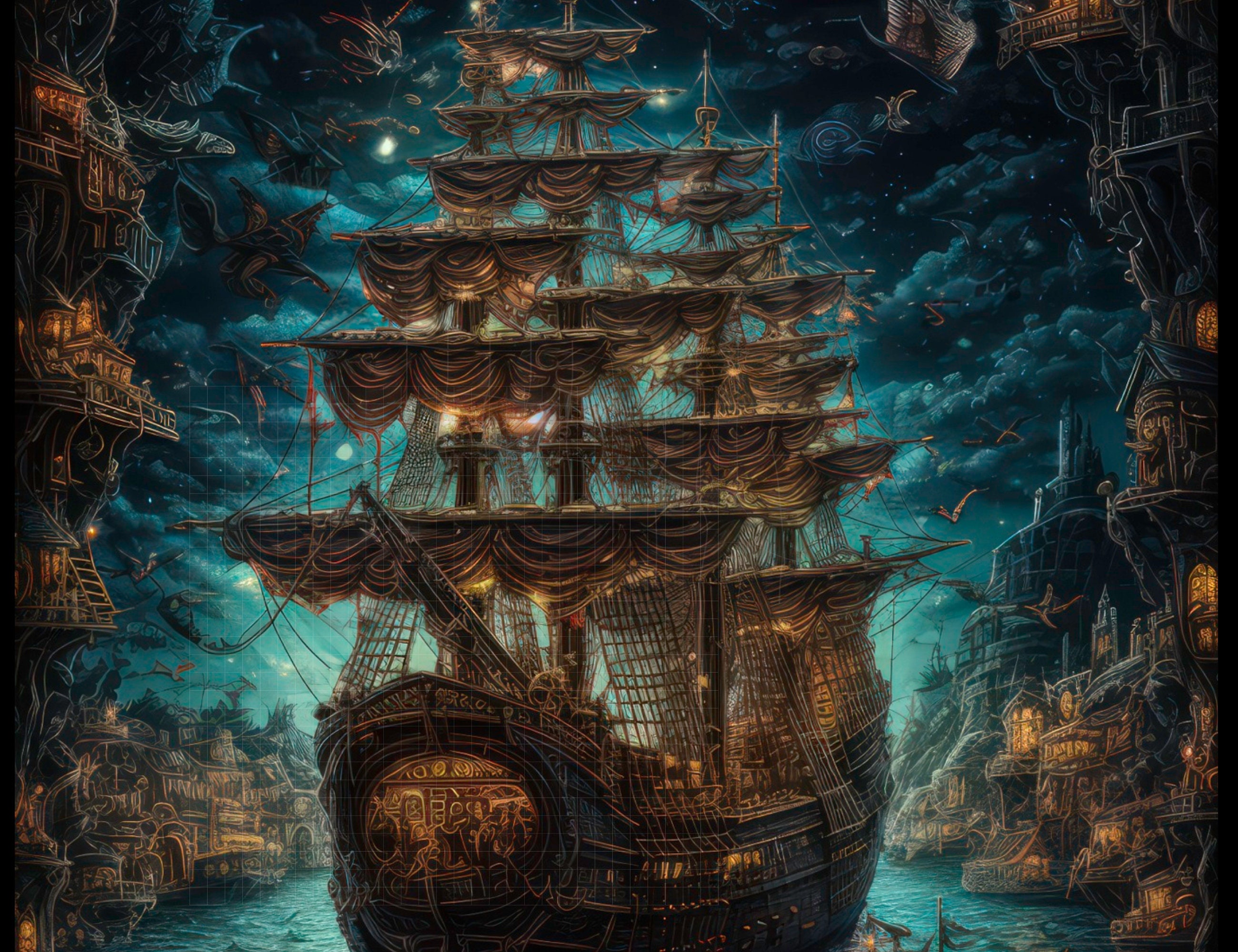 Ship Art Prints Pirate Ship Wall Art Printable Old Sailing Ship Ai ...