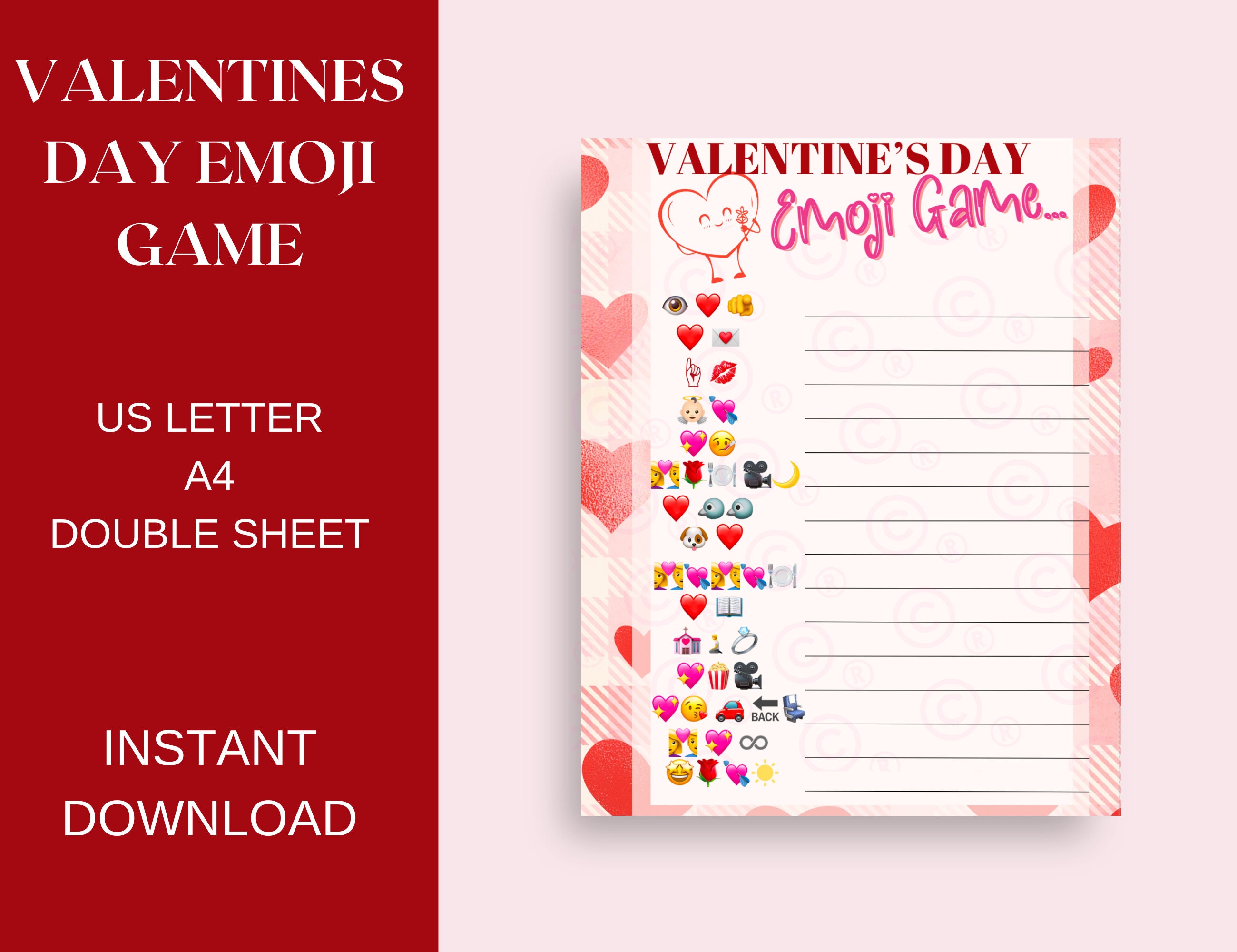 Valentines Emoji Game Valentines Day Emoji Game Instant Download and ...