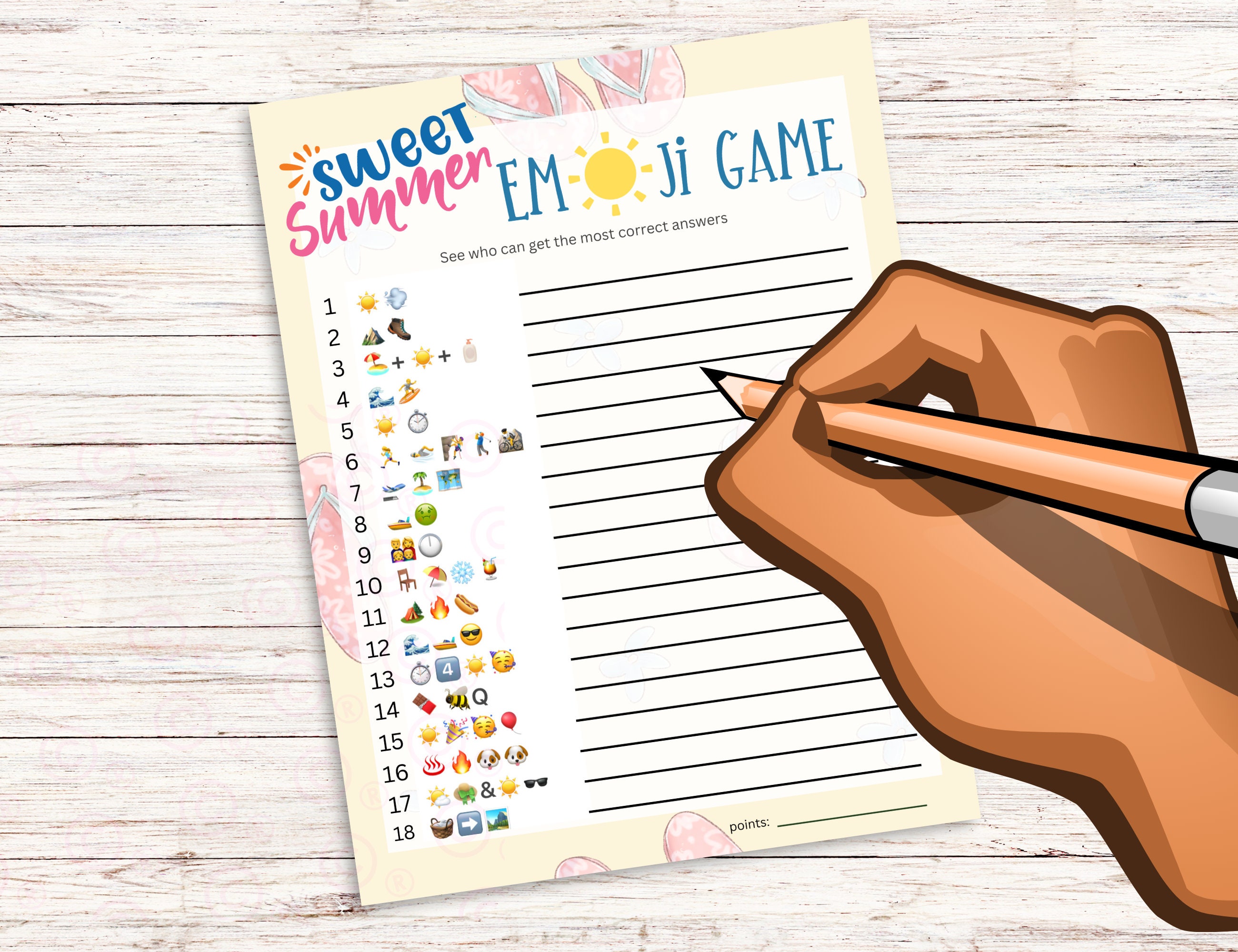 Summer Emoji Game Summertime Emoji Game Instant Download - Etsy