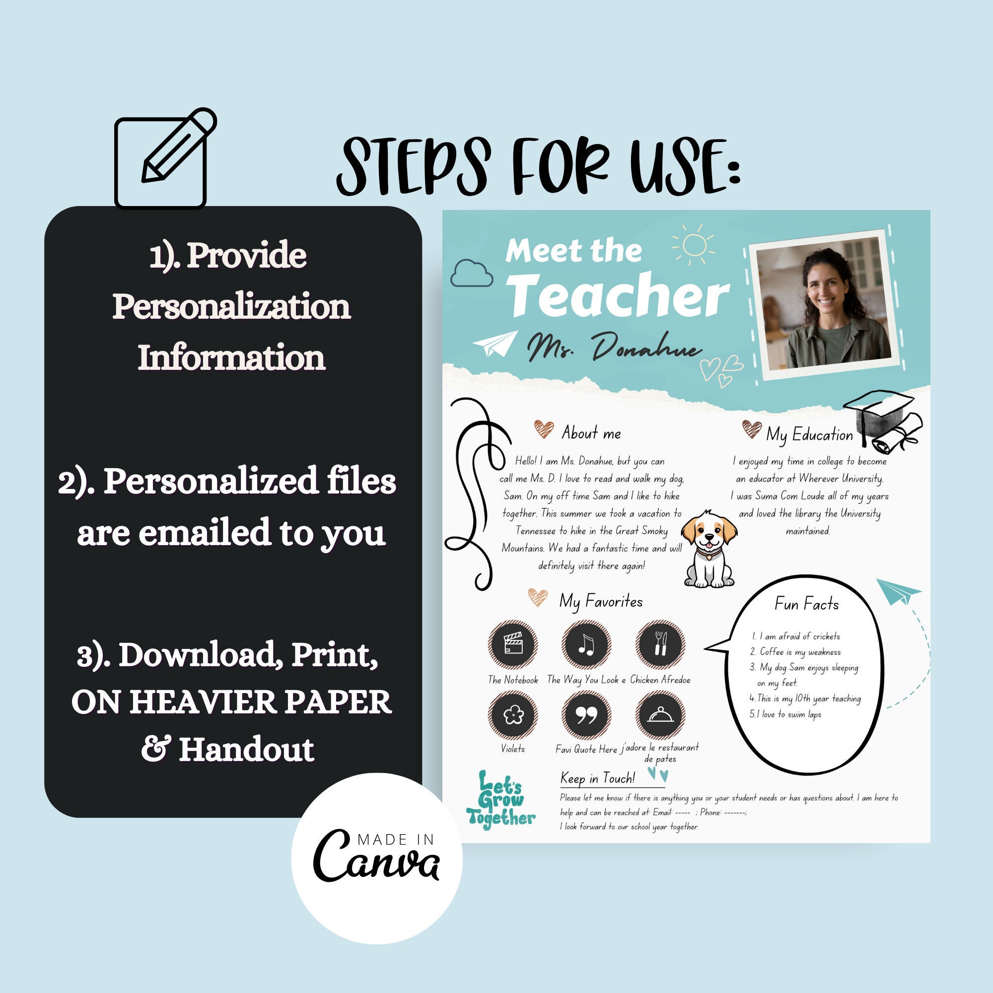 Meet the Teacher Editable Meet the Teacher Form for School for Teacher ...