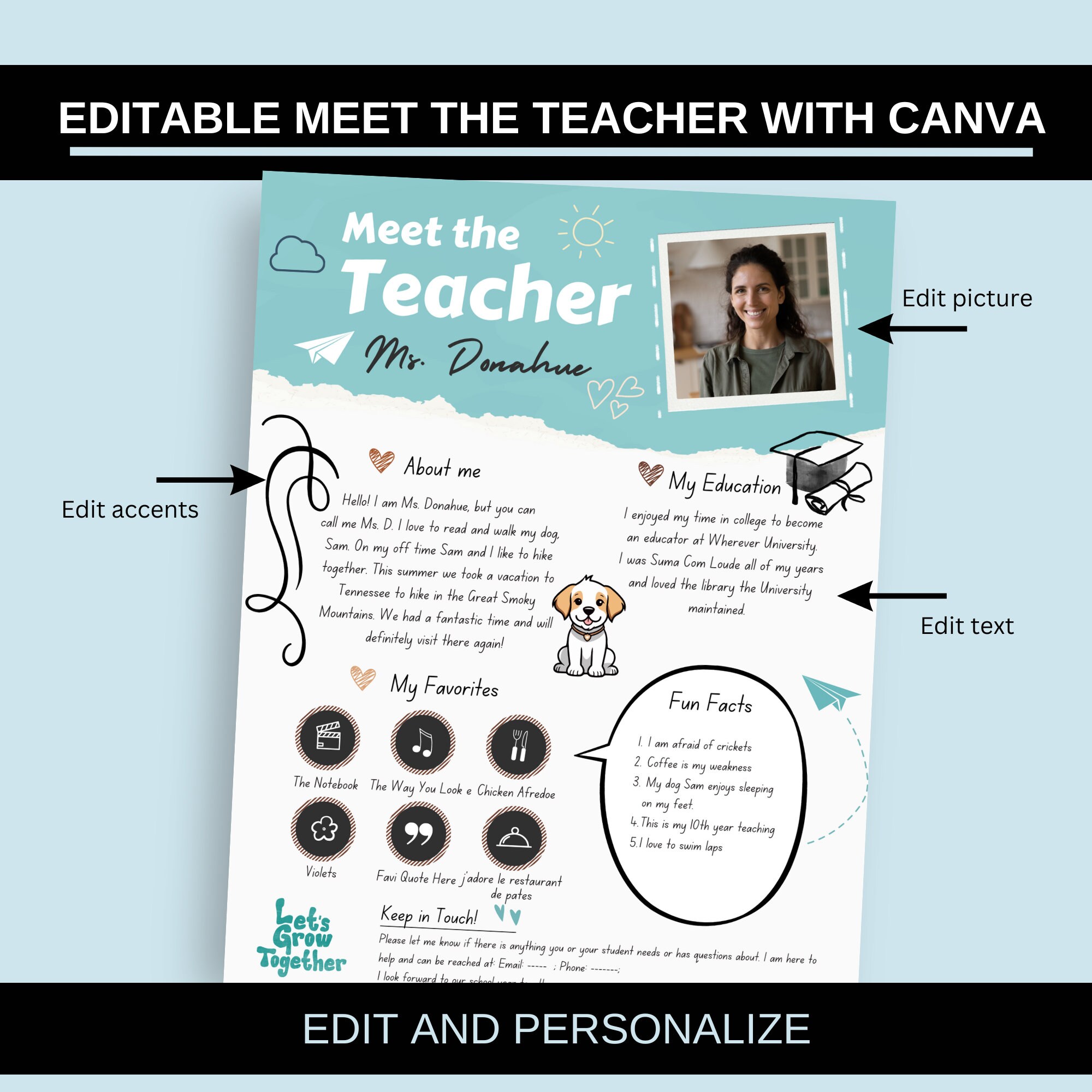 Meet the Teacher Editable Meet the Teacher Form for School for Teacher ...