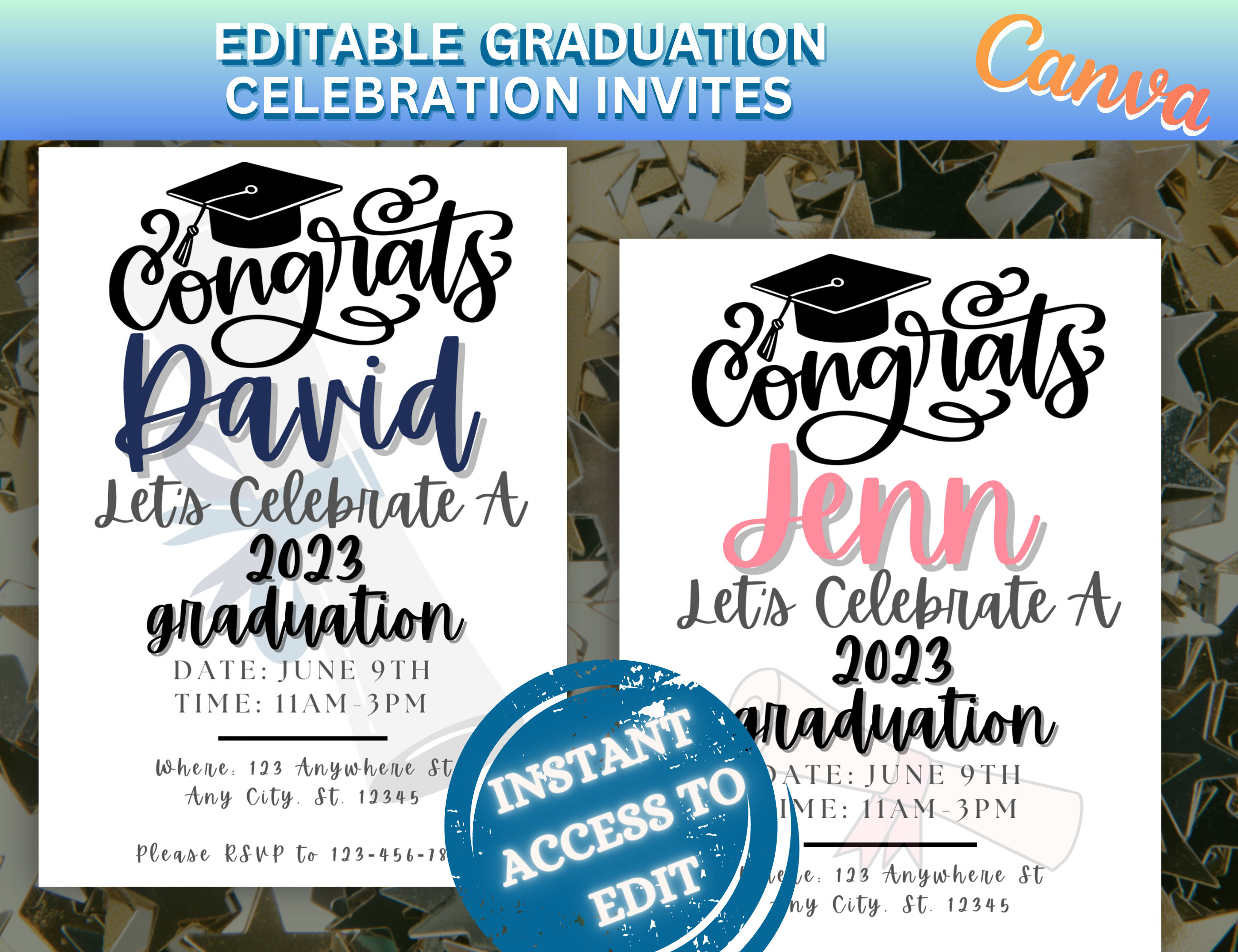 Editable Graduation Invite and Family Reunion Family Gathering ...