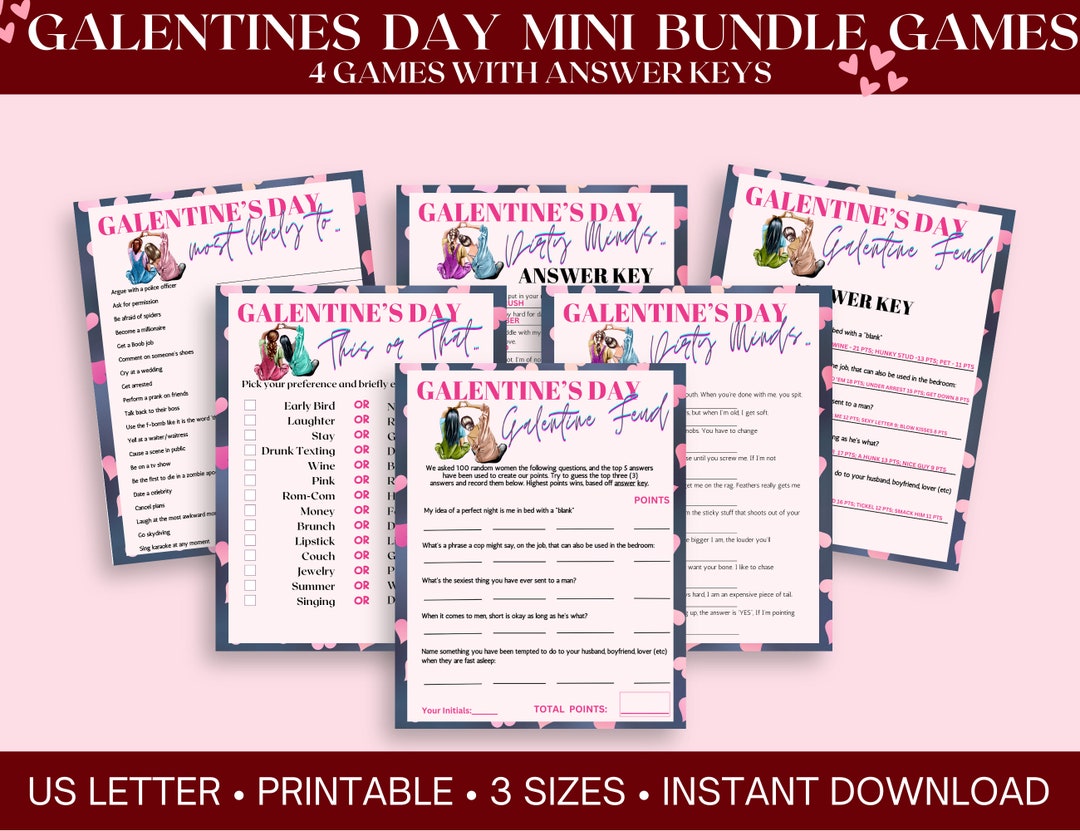 Galentines Day Games Mini Bundle Gal Valentine's Day Games Ladies Party ...