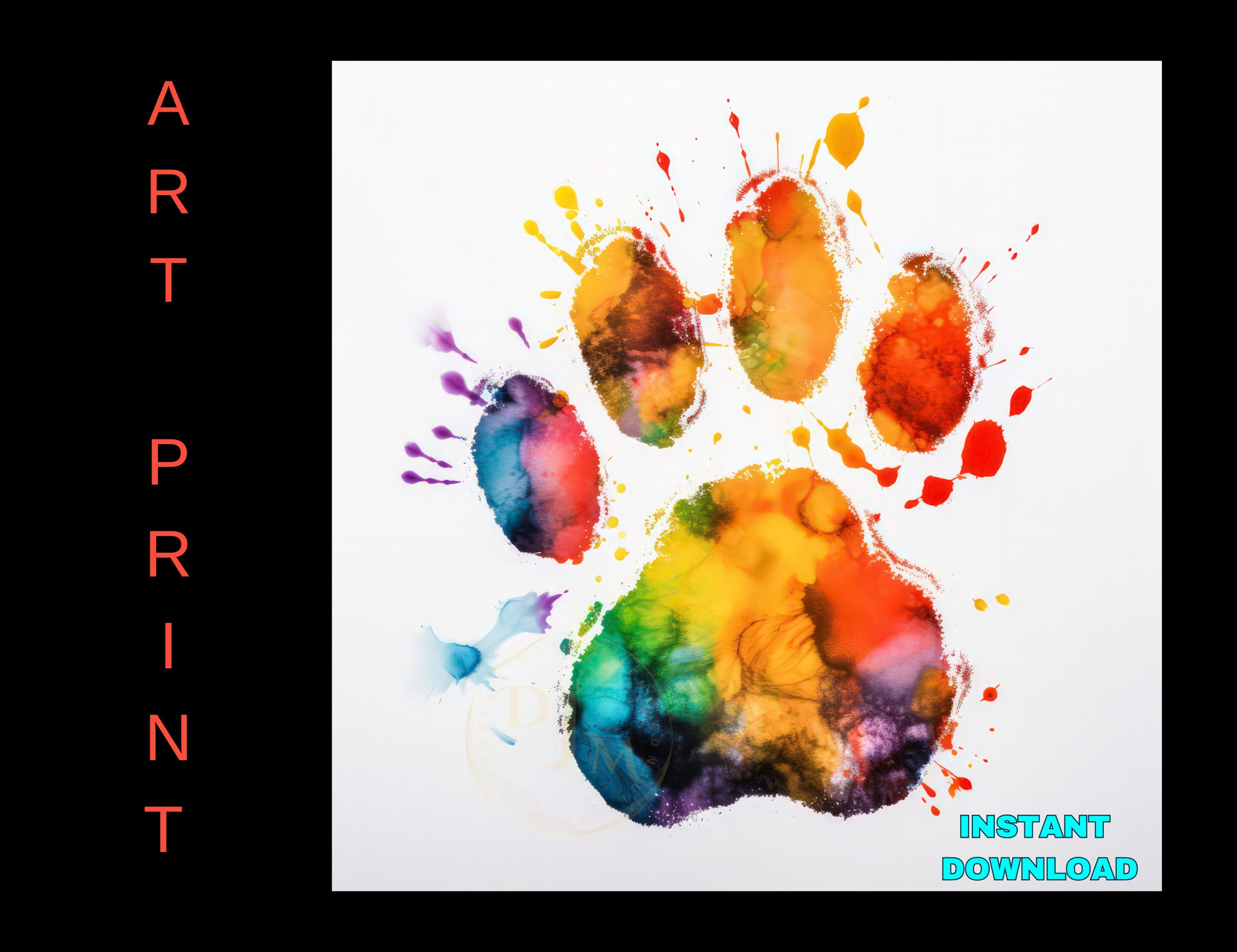 Paw Print Wall Art Watercolor Wall Art Prints Ai Artwork Paw Print Wall ...