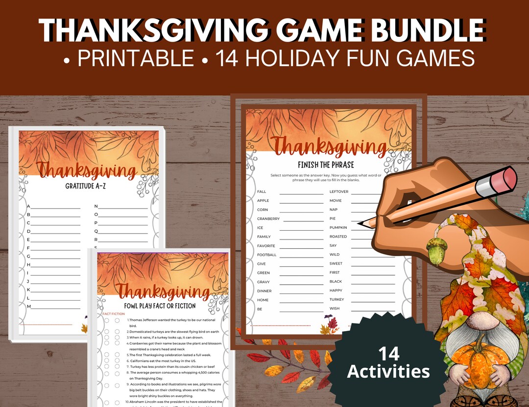 Printable Thanksgiving Game Bundle Family Fun Games Printable Holiday ...