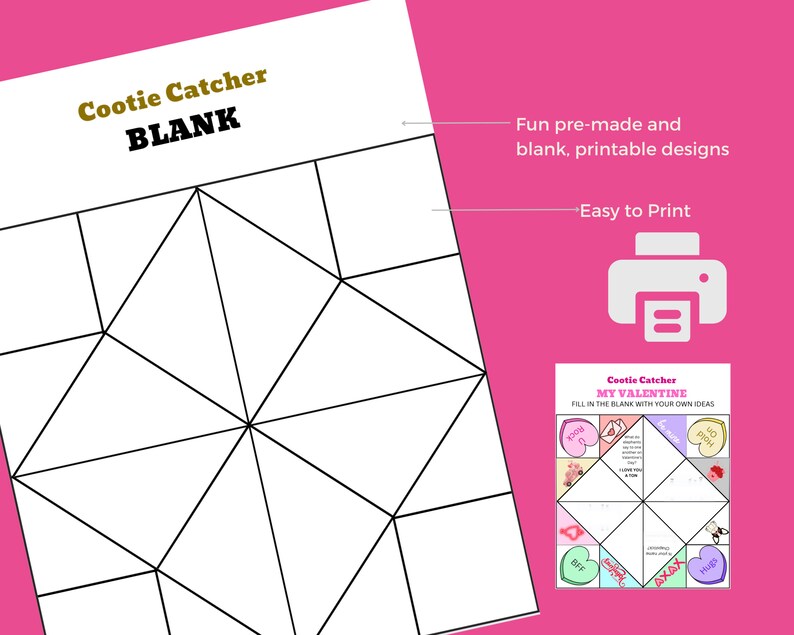 Cootie Catcher Valentine's Day Cootie Blank Cootie Catcher - Etsy