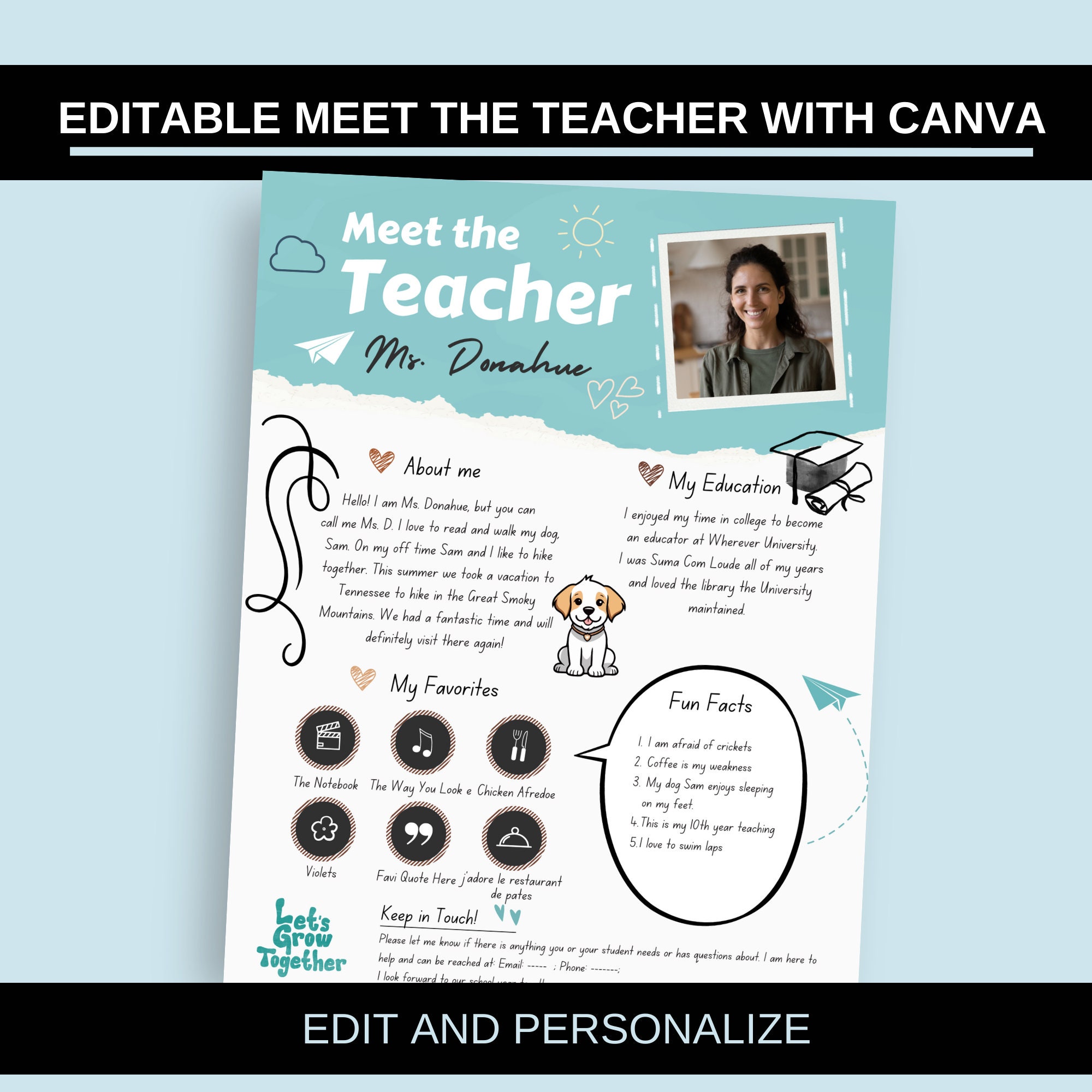 Meet the Teacher Editable Meet the Teacher Form for School for Teacher ...