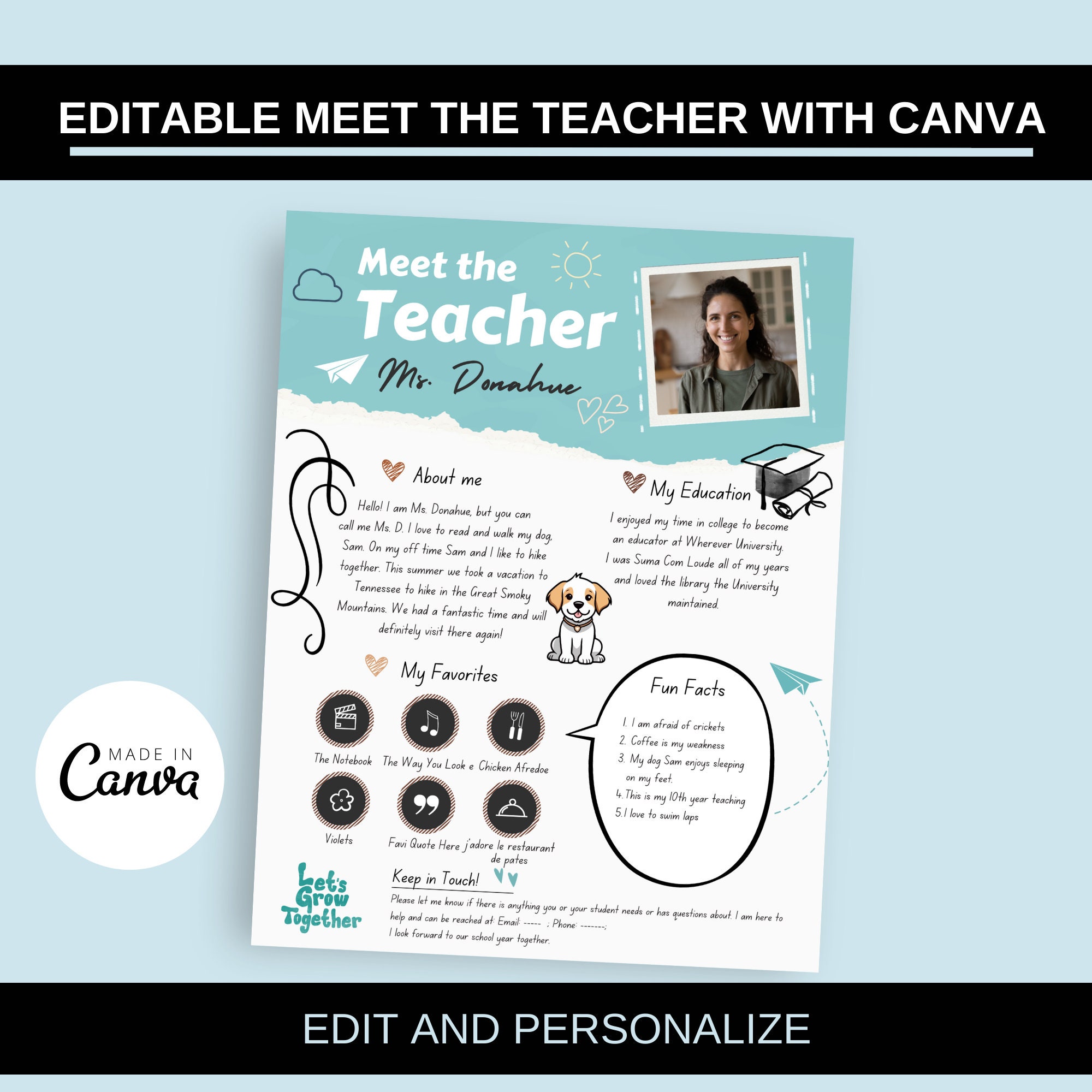 Meet the Teacher Editable Meet the Teacher Form for School for Teacher ...