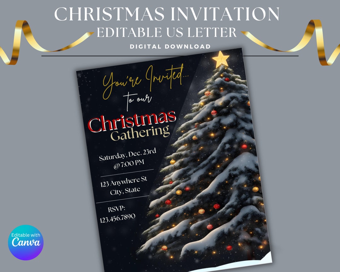 Editable Christmas Invitation Printable Invitation for the Holidays - Etsy