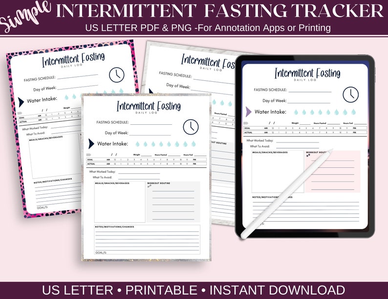 Intermittent Fasting Daily Log Digital and Printable Fasting Tracker ...