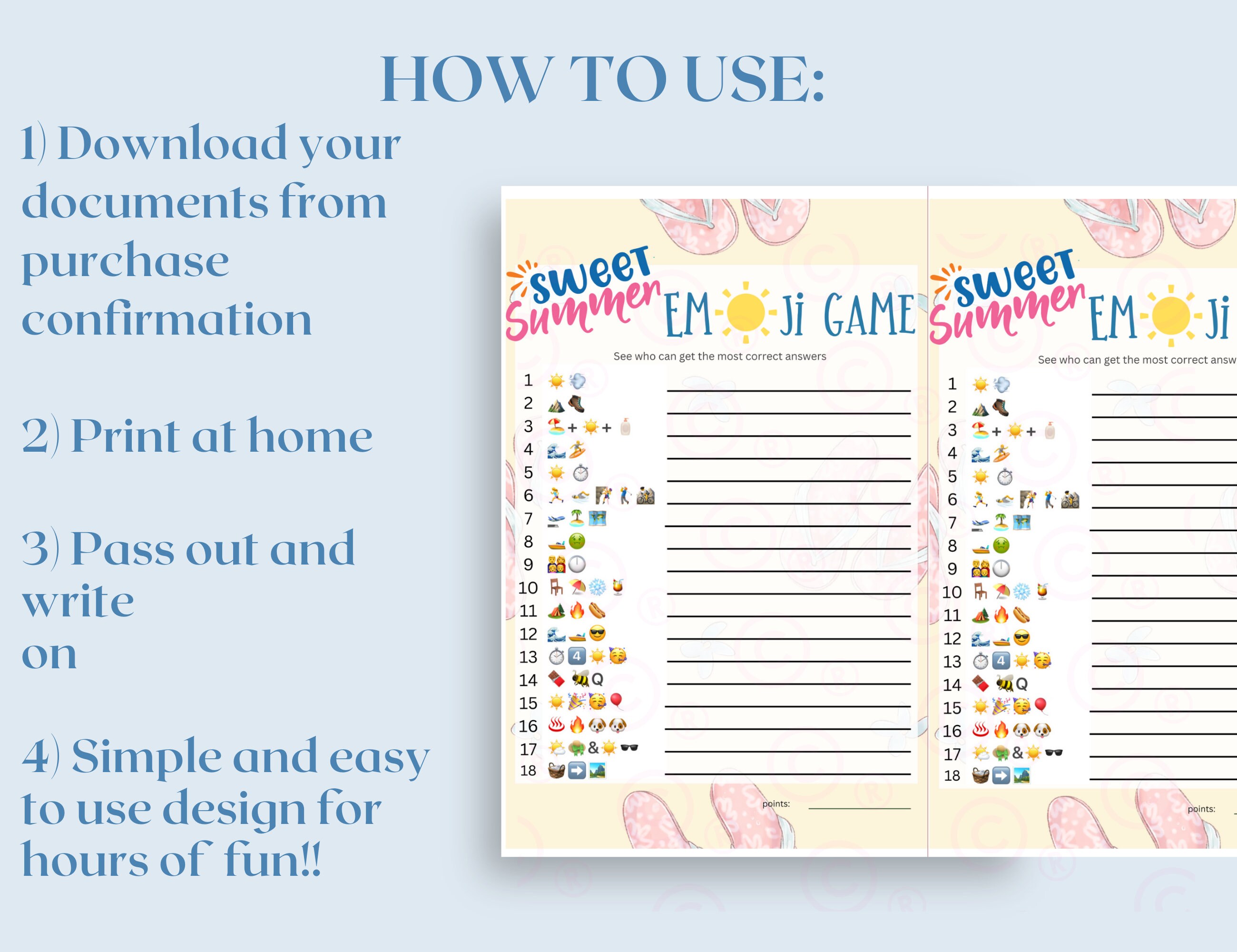 Summer Emoji Game Summertime Emoji Game Instant Download - Etsy