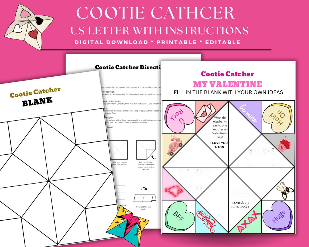 Cootie Catcher Valentine's Day Cootie Blank Cootie Catcher - Etsy