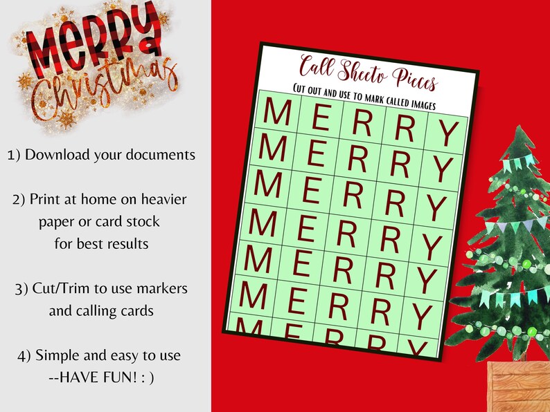 Christmas MERRY Bingo Game | Christmas Bingo Game | Instant Download - Etsy