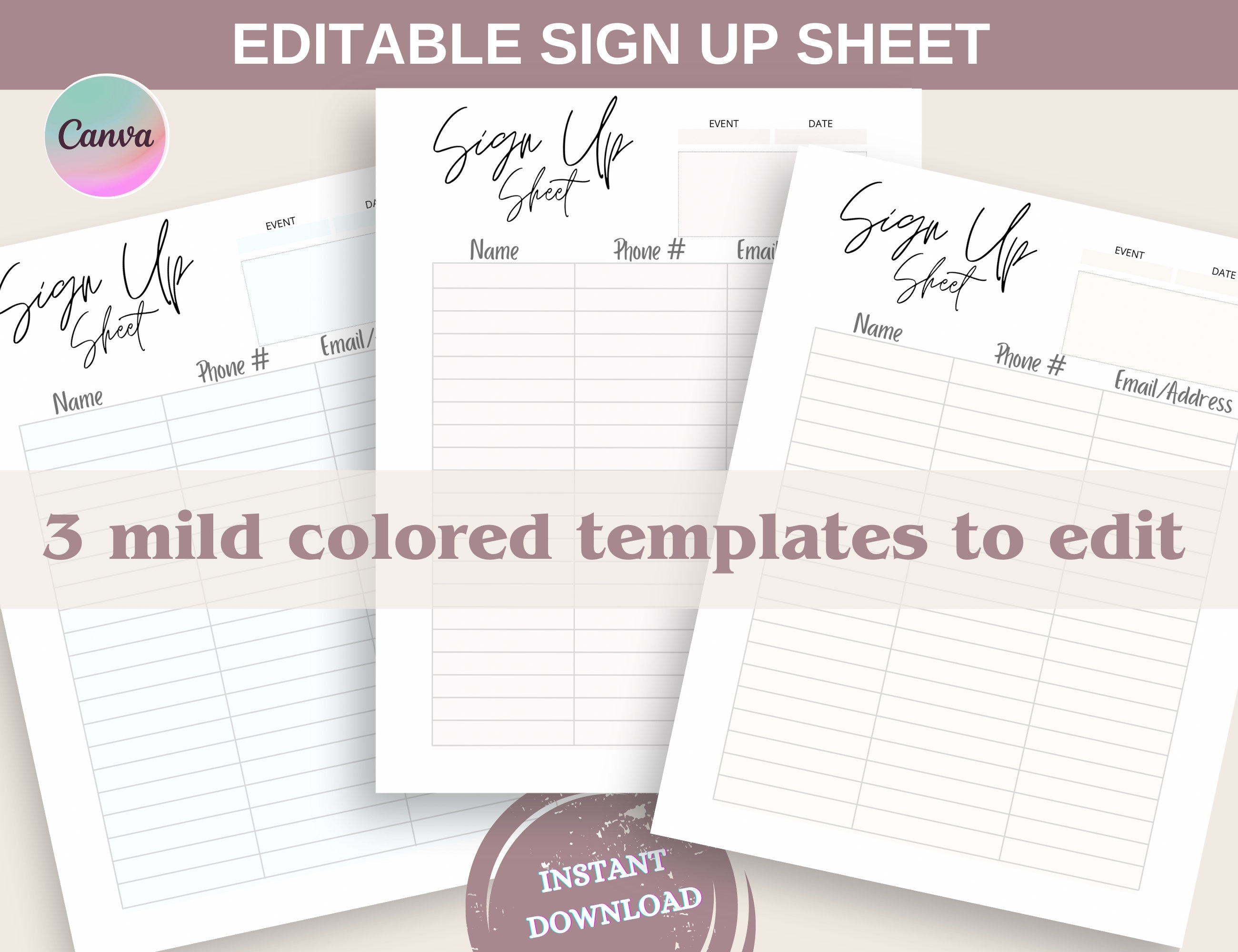 Editable Sign up Sheet Email Sign up Template Business Sign up Sheet ...