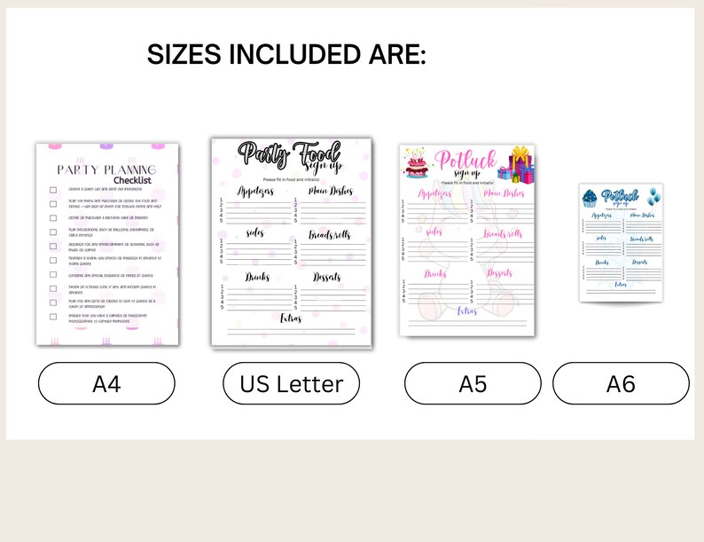 Potluck Sign up Sheet Birthday Party for Kids Boy Birthday Party Girl ...