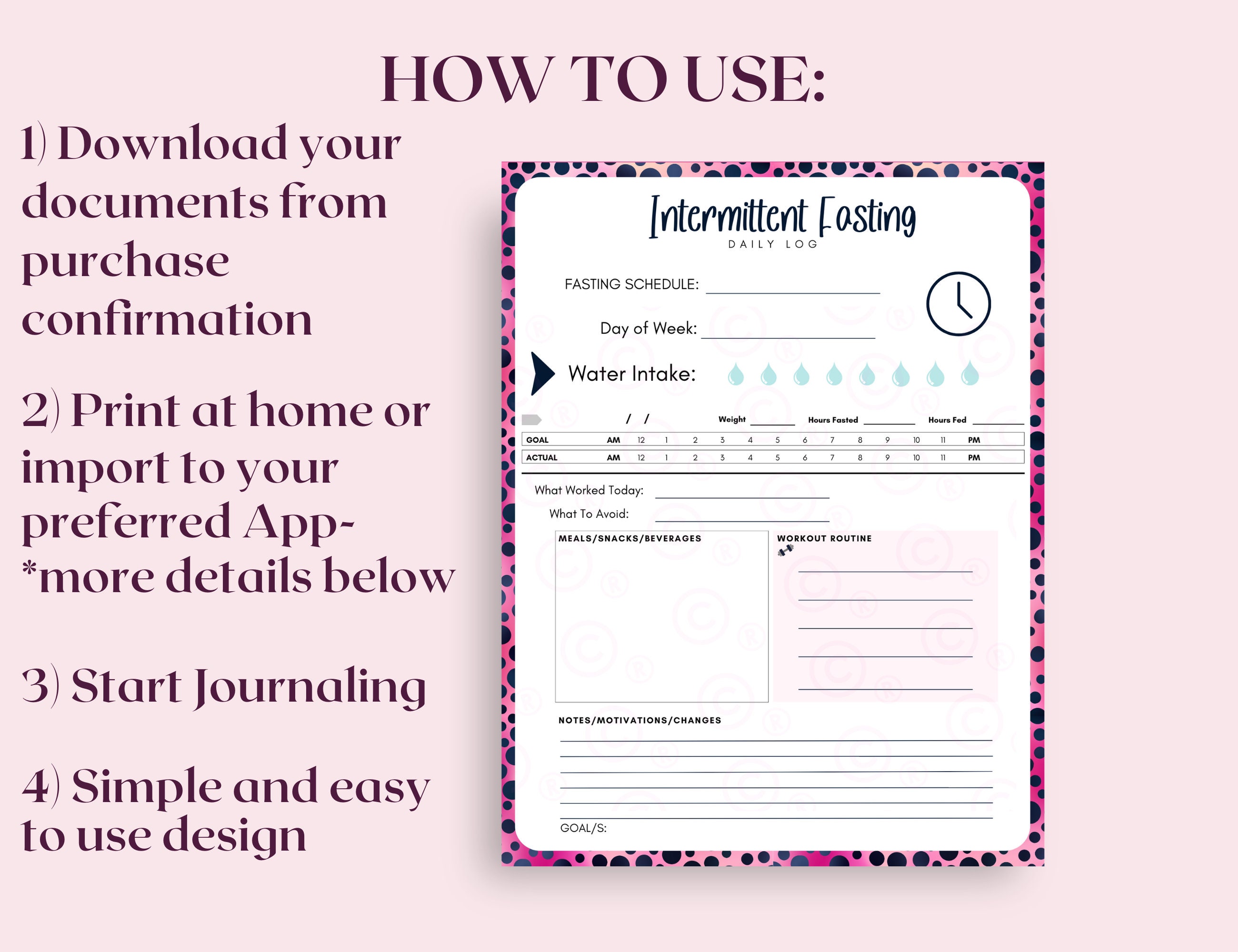 Intermittent Fasting Daily Log Digital and Printable | Fasting Tracker ...