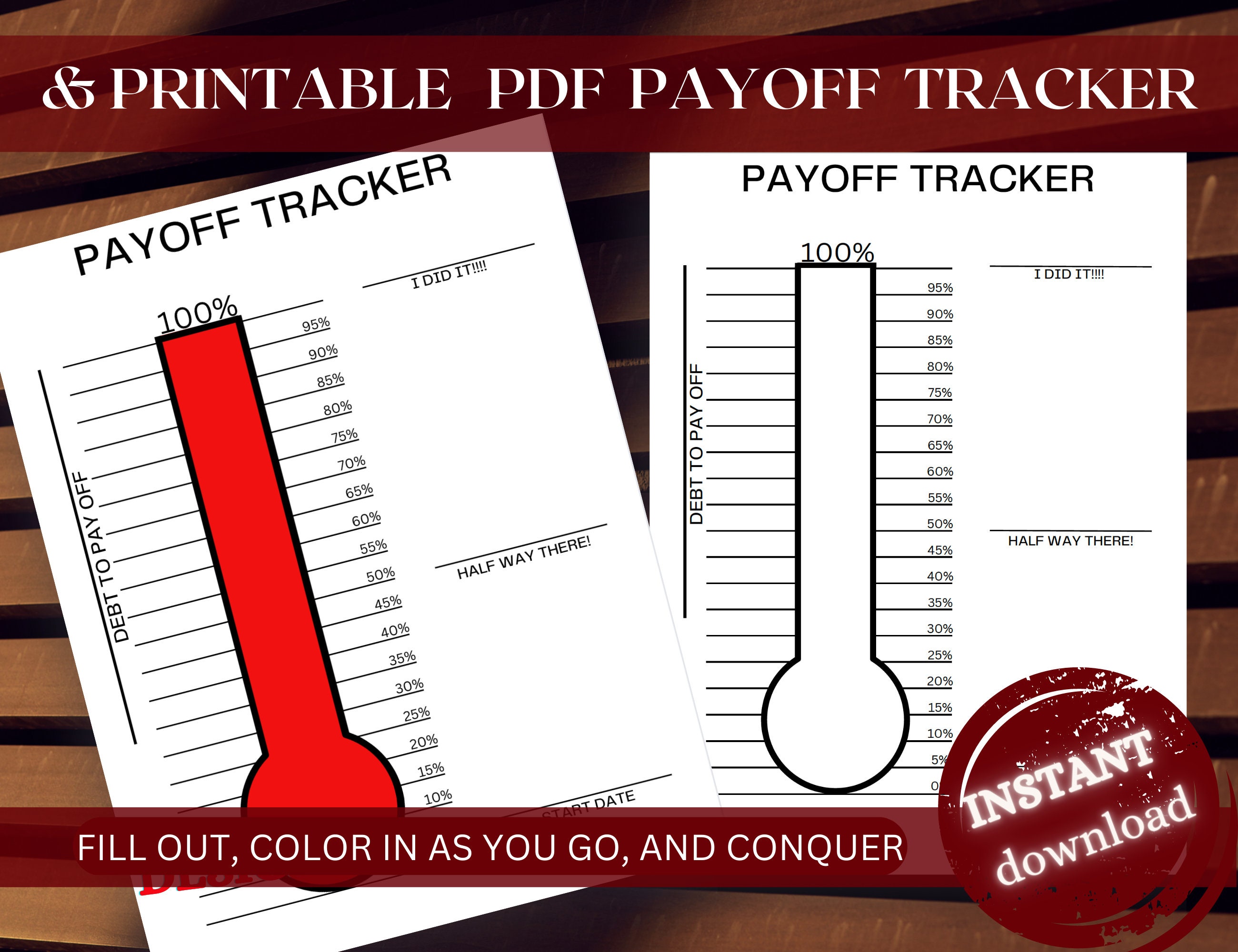 Debt Payoff Thermometer Tracker Printable or Payoff Tracker Editable ...
