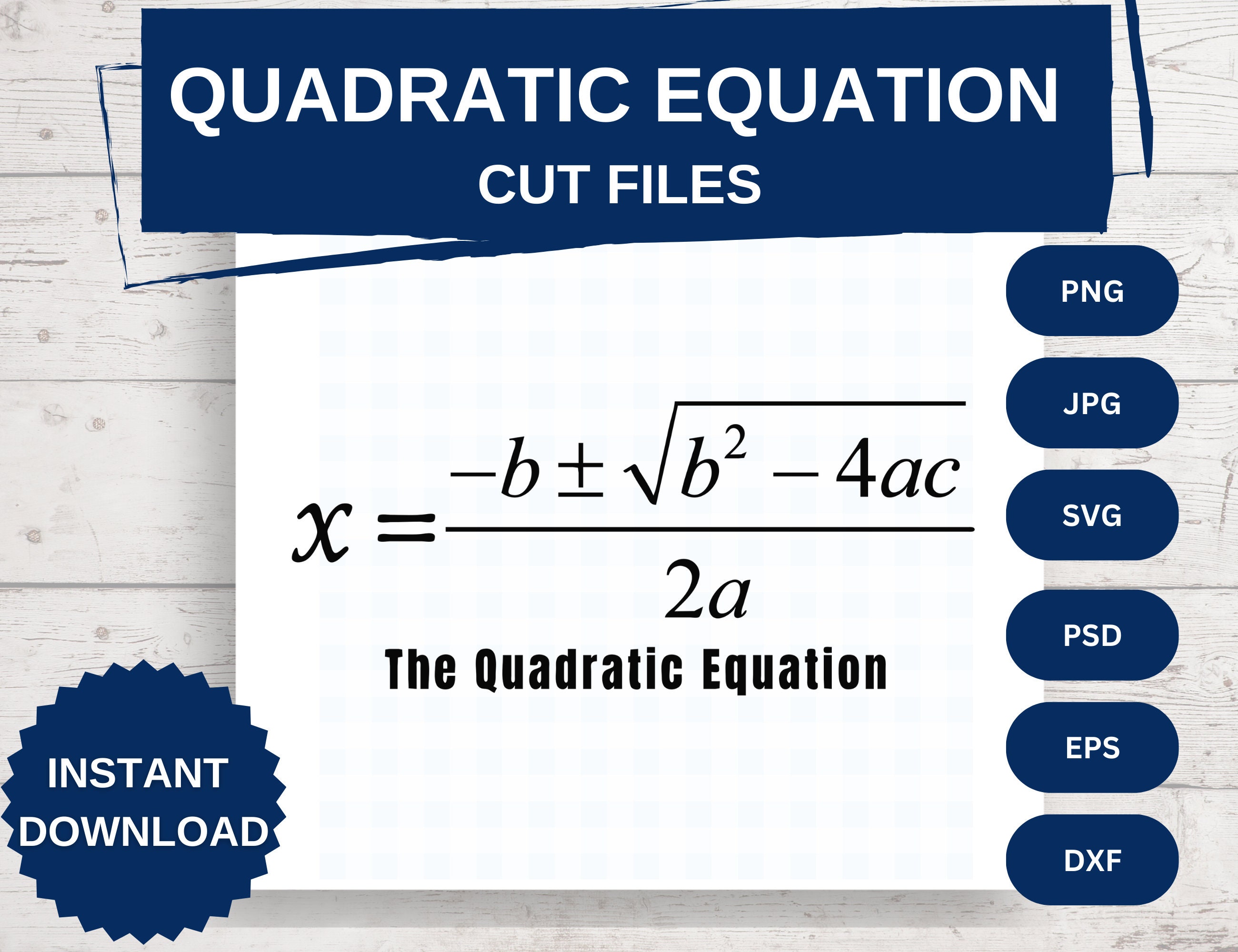 Quadratic Equation SVG and Cutting Files, Math Equation Art PNG and ...