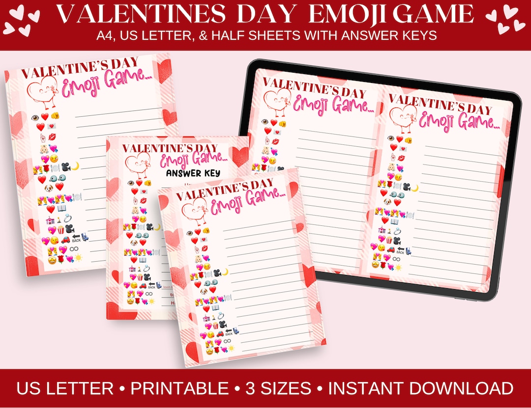 Valentines Emoji Game Valentines Day Emoji Game Instant Download and ...