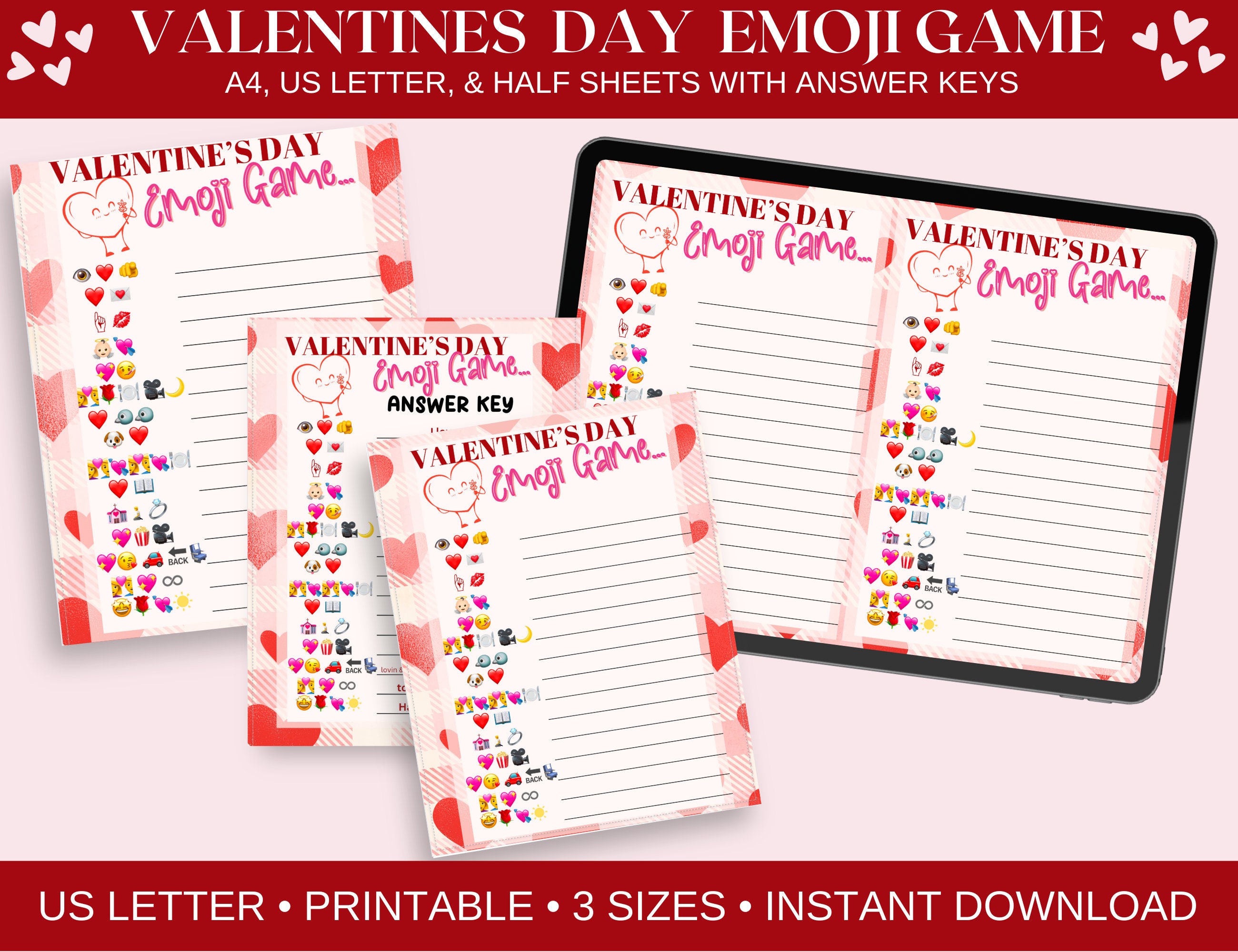 Valentines Emoji Game Valentines Day Emoji Game Instant Download and ...
