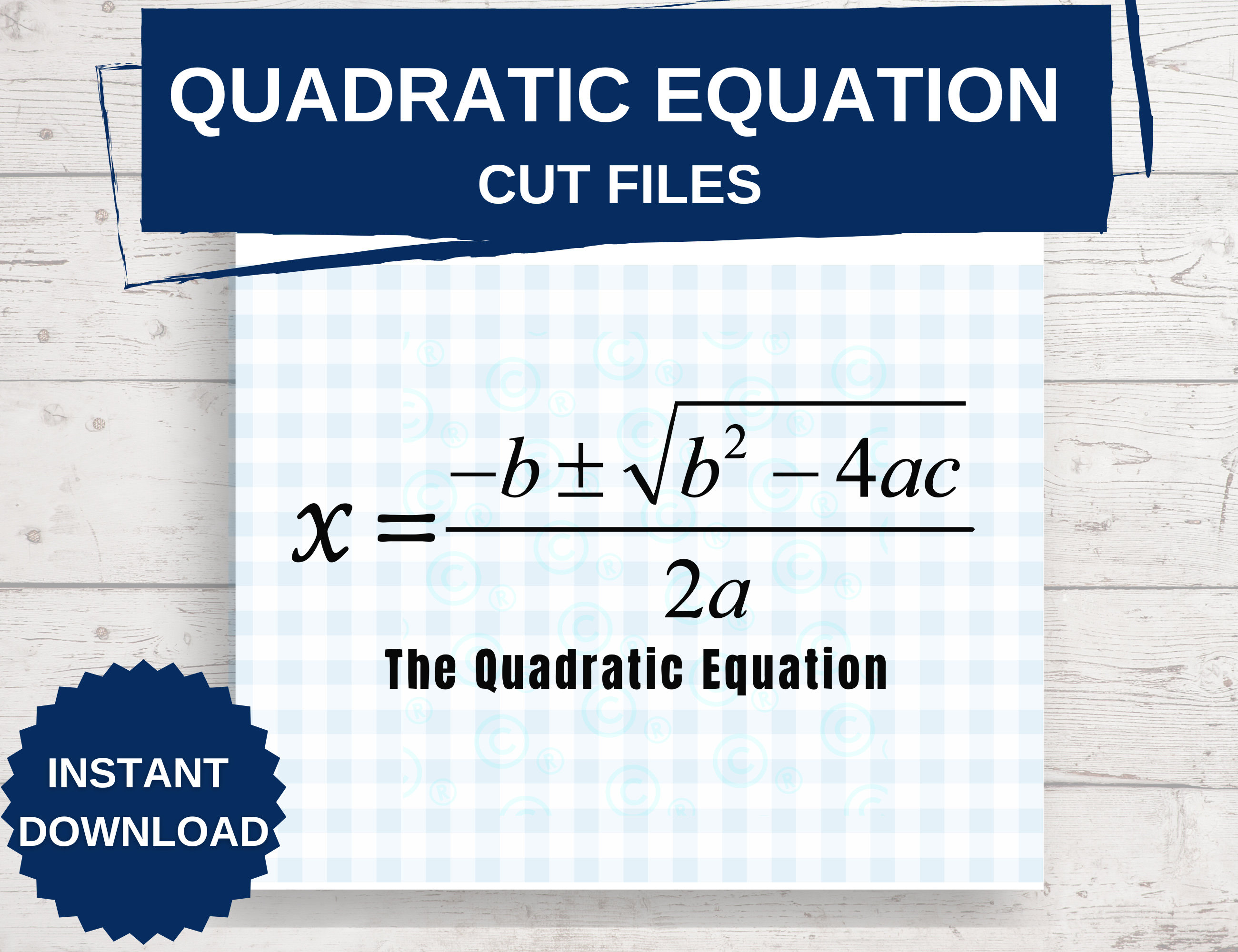 Quadratic Equation SVG and Cutting Files, Math Equation Art PNG and ...