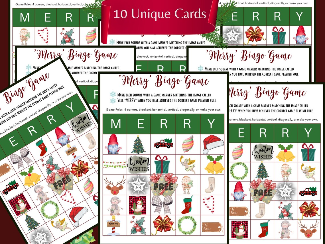 Christmas MERRY Bingo Game | Christmas Bingo Game | Instant Download - Etsy