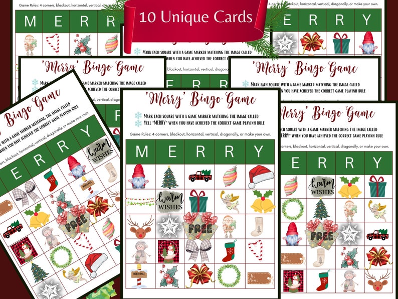 Christmas MERRY Bingo Game | Christmas Bingo Game | Instant Download - Etsy