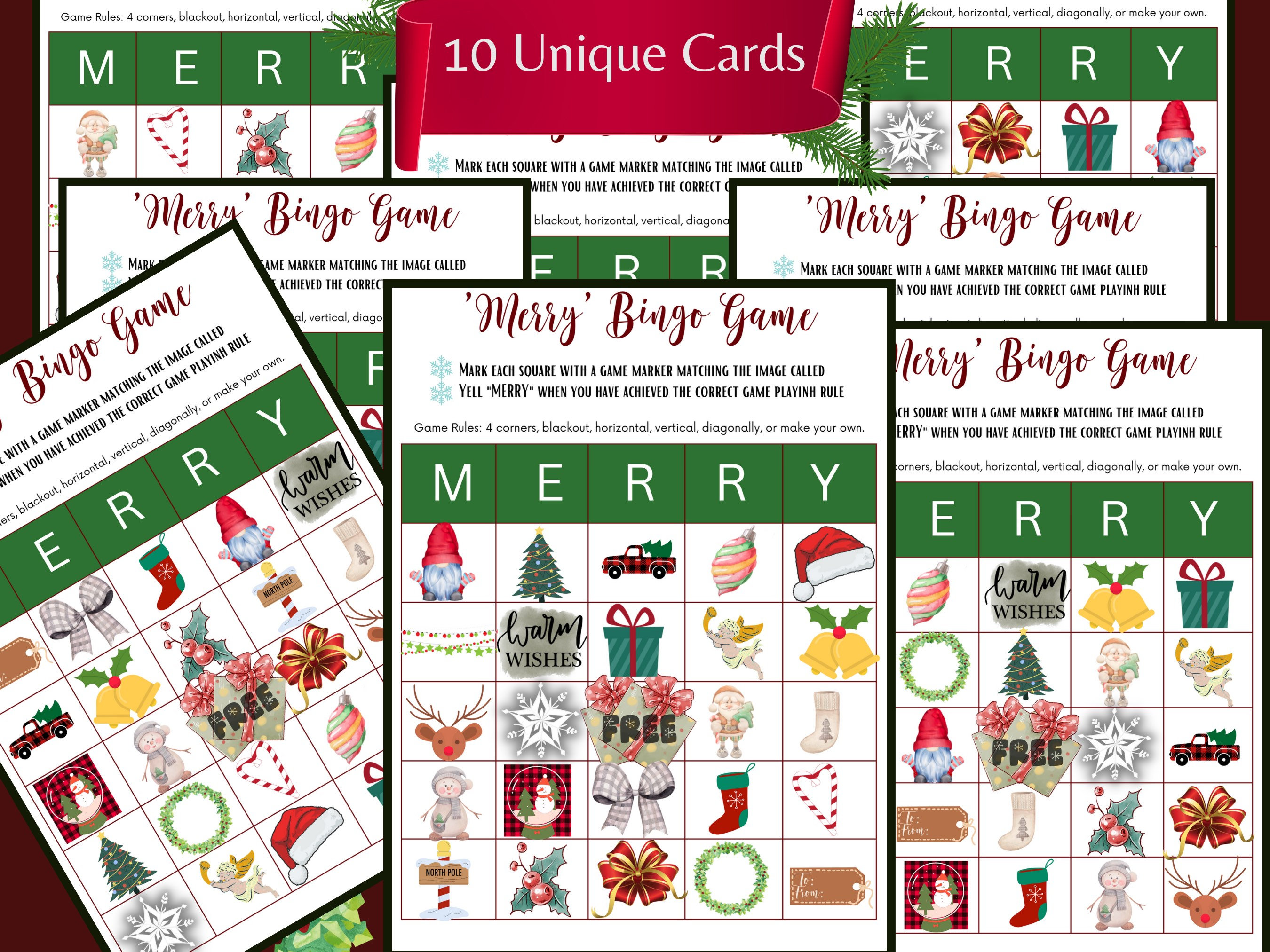 Christmas MERRY Bingo Game | Christmas Bingo Game | Instant Download - Etsy