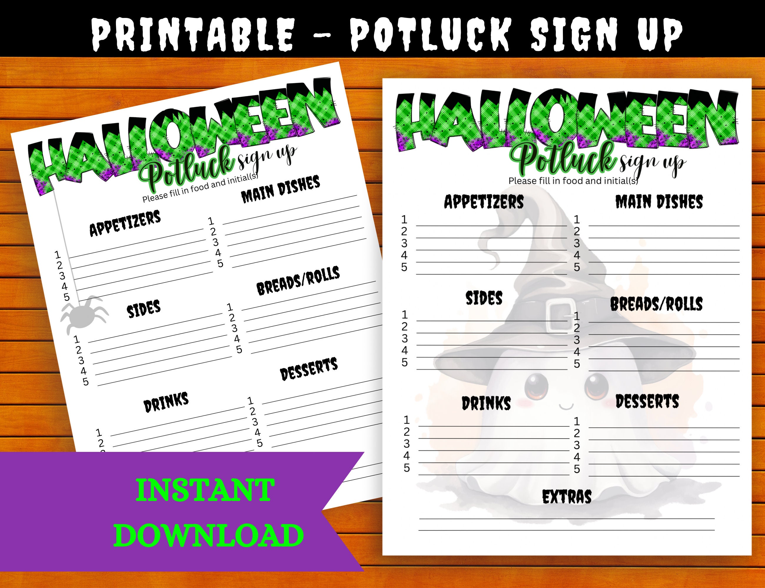 Halloween Party Potluck Sign up Sheet Fall Party Potluck Classroom Sign ...