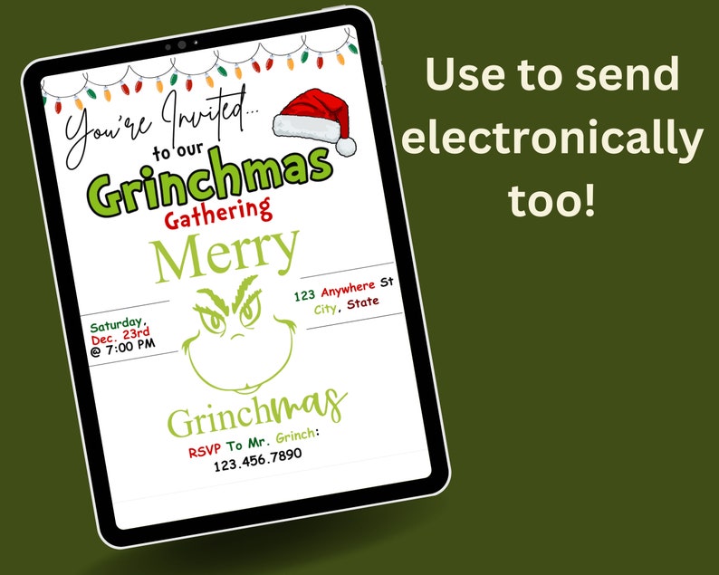 Editable Grinchmas Invitation Merry Christmas Grinchmas Invite ...